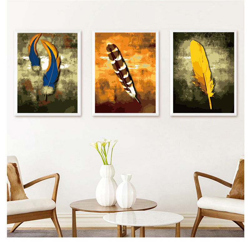 Malen nach zahlen triptychon vogel drei federn