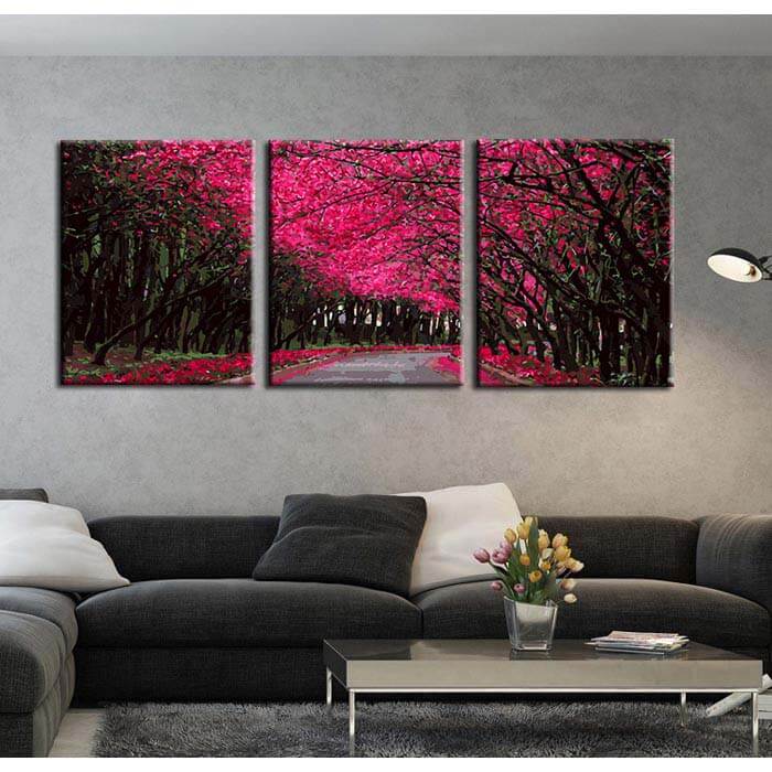 Malen nach zahlen triptychon allee