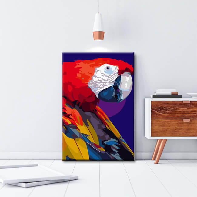 Malen nach Zahlen Roter Papagei Kunst