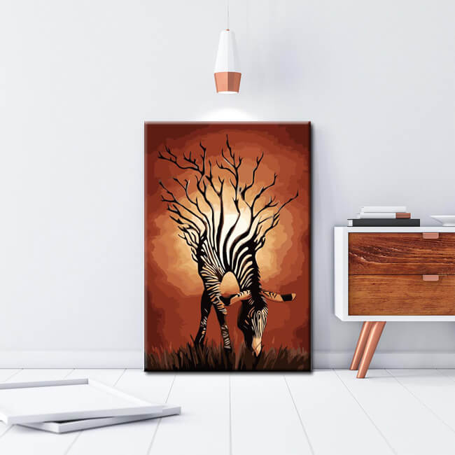 Malen nach Zahlen Grafik Tier Kunst Zebra