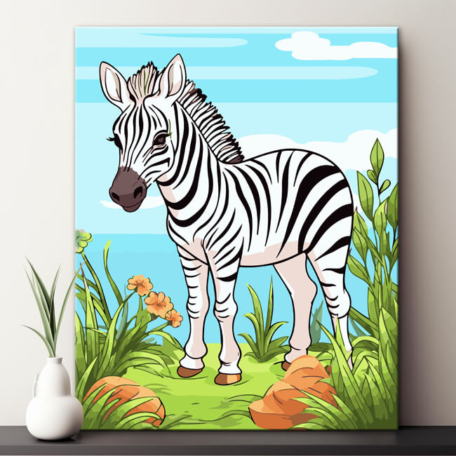 Kleines Zebra Kindermotiv Malen nach Zahlen
