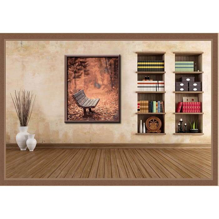 Malen nach zahlen einsame bank