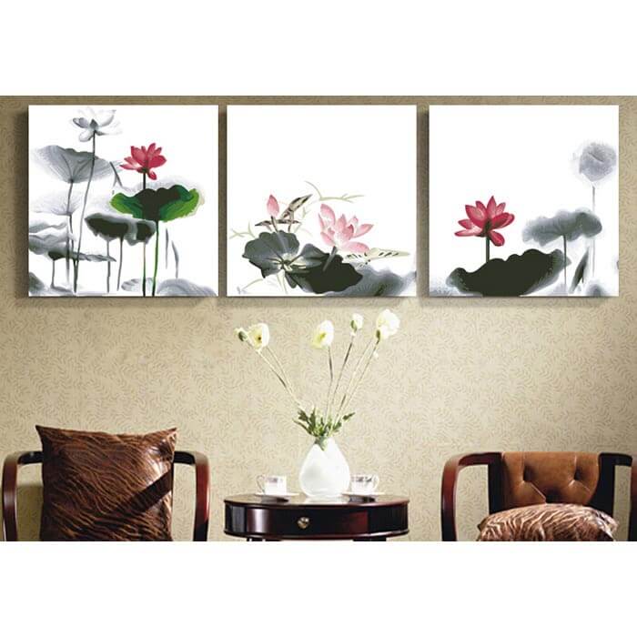 Malen nach Zahlen für Erwachsene Triptychon Seerosen